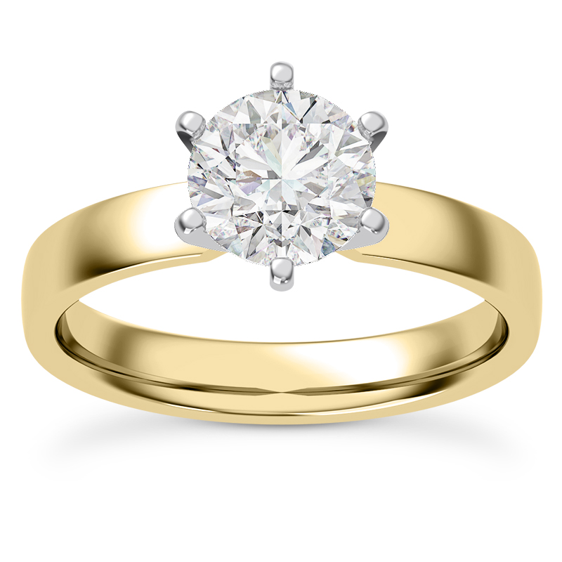 Boda Six Prong 3mm Comfort Fit Engagement Ring - 14K Yellow Gold